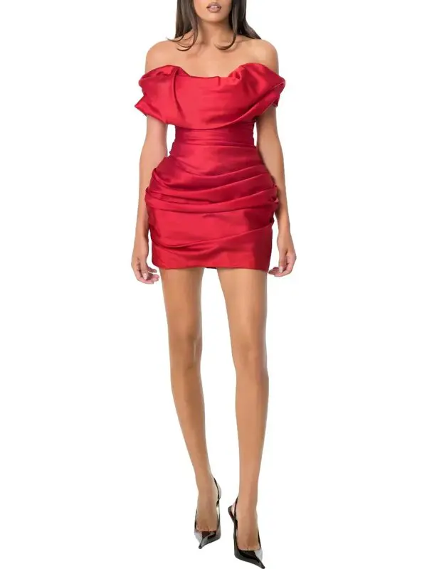 NORINA ST Mia Draped Lace-up Mini Dress - Red