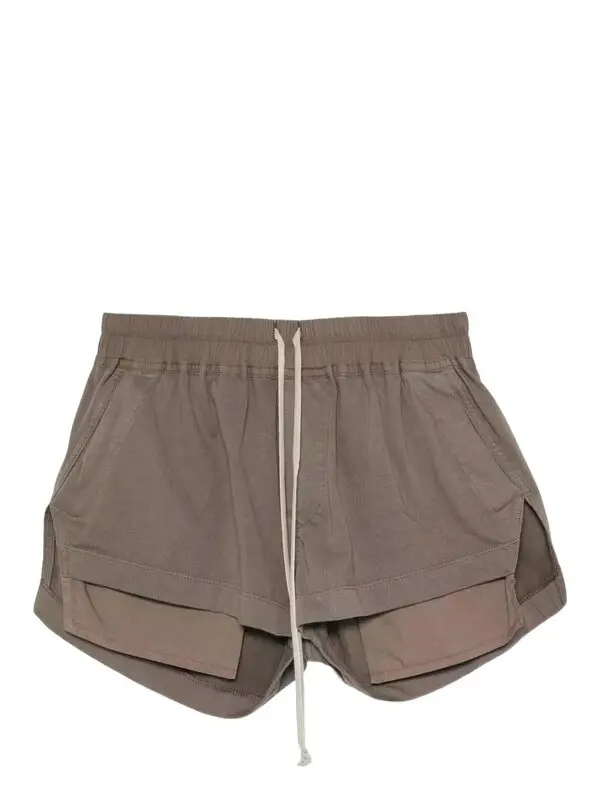 Rick Owens Cotton Layered-effect Drawstring Shorts - Brown
