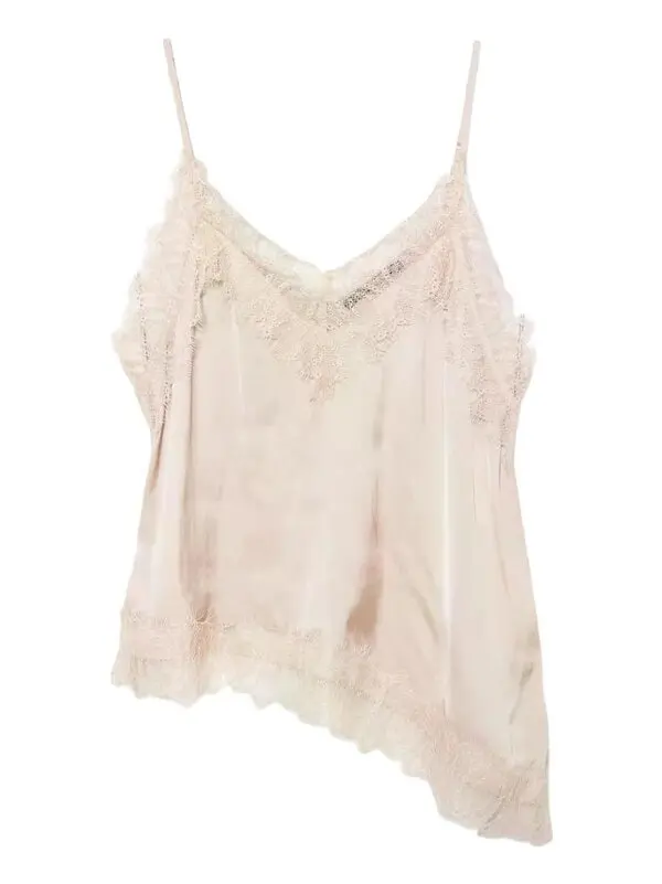 LUISA CERANO Lace-trim Asymmetric Blouse - Neutrals