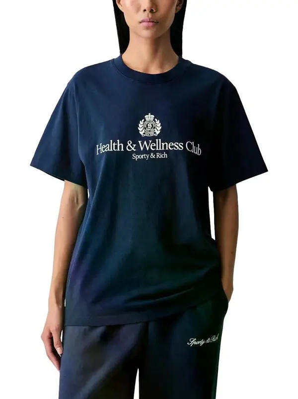 SPORTY & RICH Logo-print Cotton T-shirt - Blue
