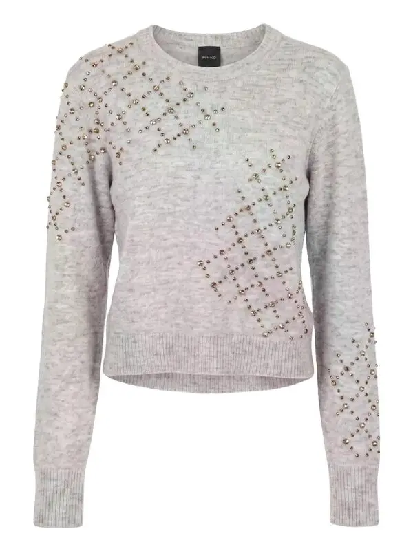 Pinko Crystal-embellished Wool Sweater - Grey