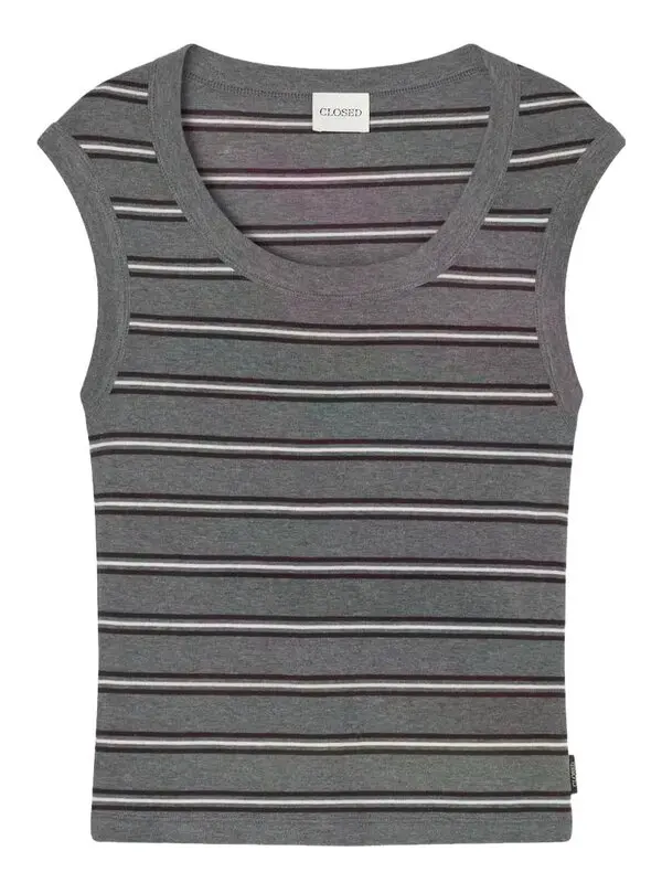 Closed Striped Cap-sleeve T-shirt - Grey