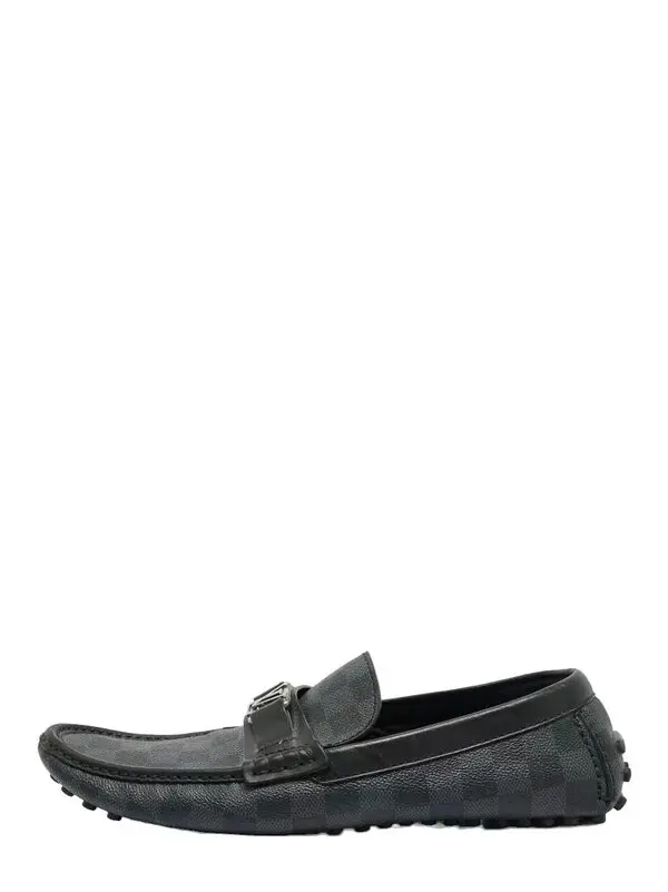 LOUIS VUITTON Damier Graphite Canvas Hockenheim Loafers - Black