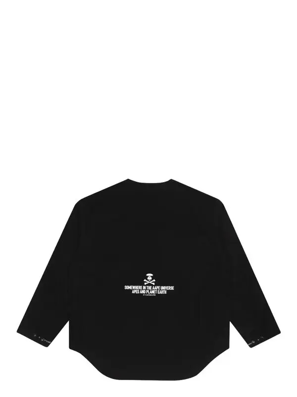 AAPE BY *A BATHING APE Collarless Logo-print Shirt - Black
