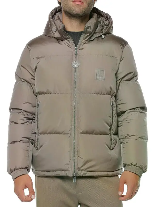 Armani Exchange Hooded Quilted Jacket - Brown