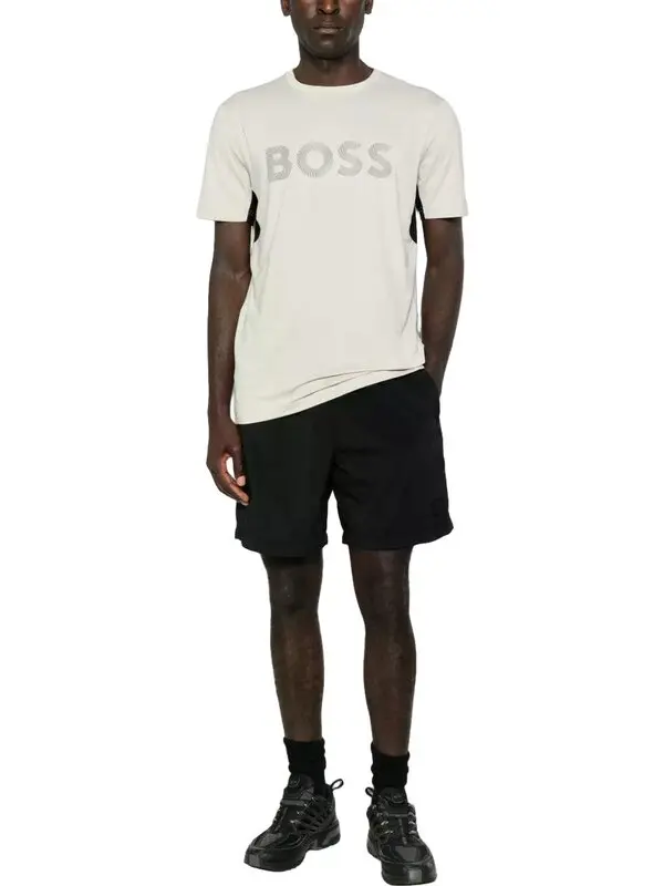BOSS Logo-print Panelled T-shirt - Neutrals