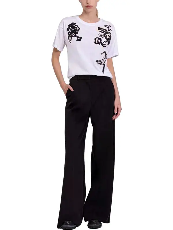 Ermanno Scervino Floral-embroidered Cotton T-shirt - White