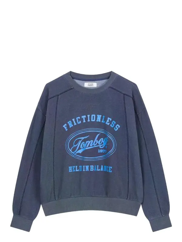 STUDIO TOMBOY Stitch-detail Logo-print Sweater - Blue