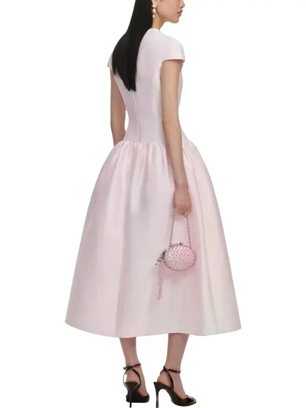 SELF-PORTRAIT Taffeta Buttoned Midi Dress - Pink