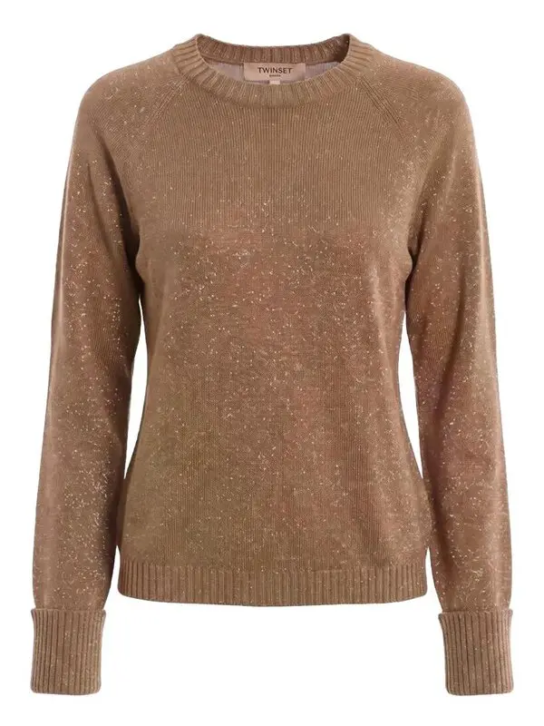 TWINSET Flecked-knit Raglan-sleeve Sweater - Brown