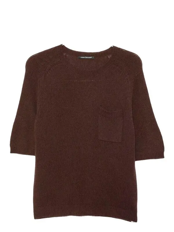 LUISA CERANO Cashmere Patch-pocket Raglan-sleeve Sweater - Brown