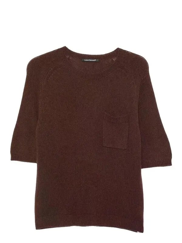LUISA CERANO Cashmere Patch-pocket Raglan-sleeve Sweater - Brown