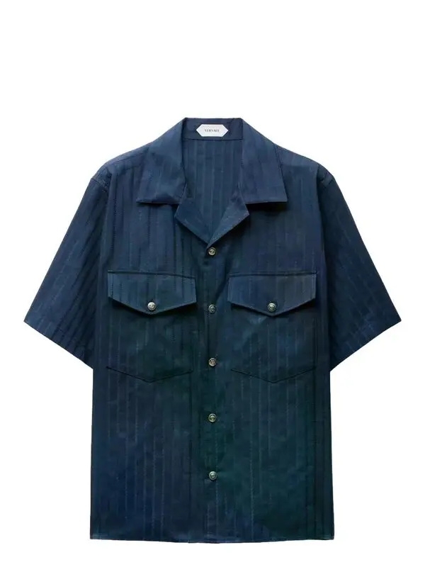 Versace Jacquard Cotton-silk Regular Shirt - Blue