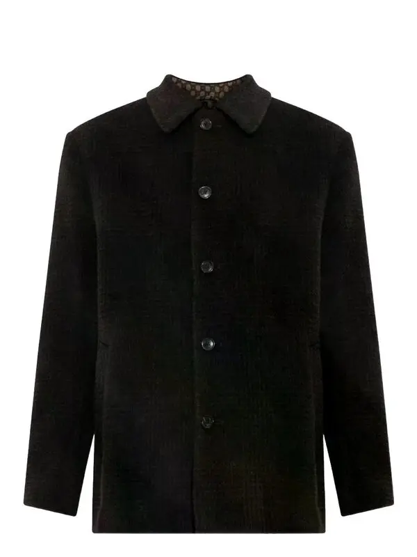 Etro Check Motif Wool And Alpaca Pea Coat - Brown