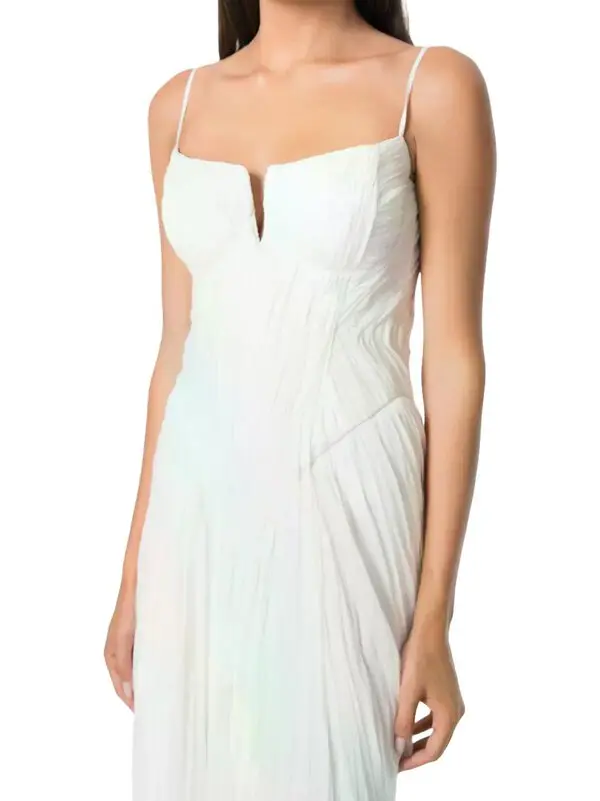 NORINA ST Corset-style Pleated Maxi Dress - White