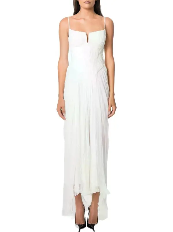 NORINA ST Corset-style Pleated Maxi Dress - White