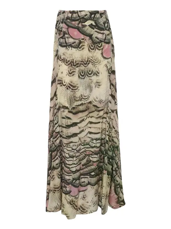 Roberto Cavalli Graphic-print Silk Maxi Skirt - Neutrals
