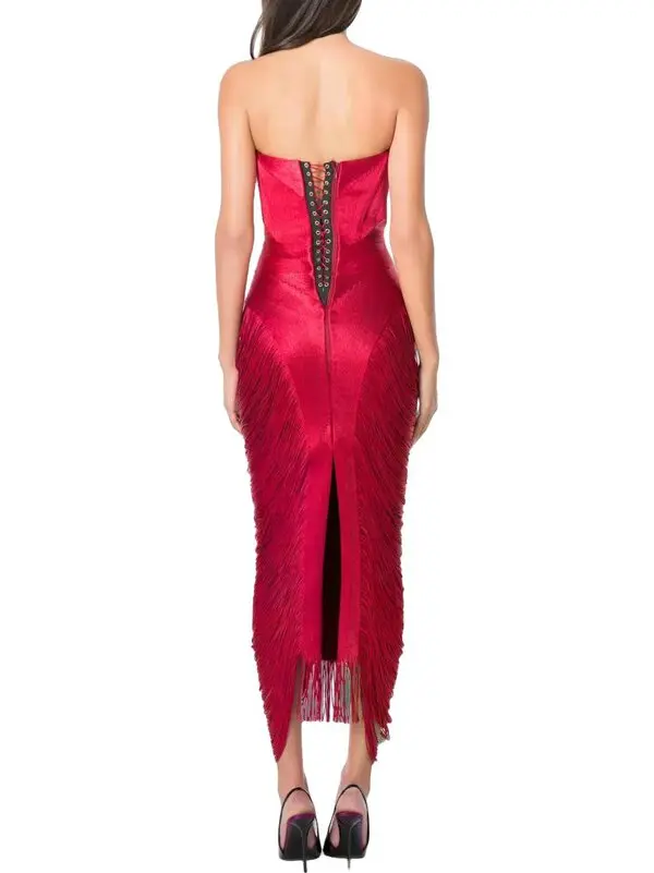 NORINA ST Aura Fringed Midi Dress - Red