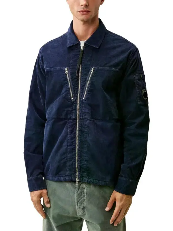C.P. COMPANY Corduroy Lens Zipped Overshirt - Blue