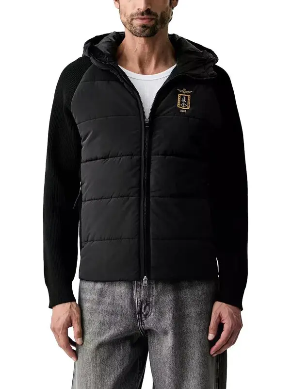 AERONAUTICA MILITARE Quilted Knit-sleeve Jacket - Black