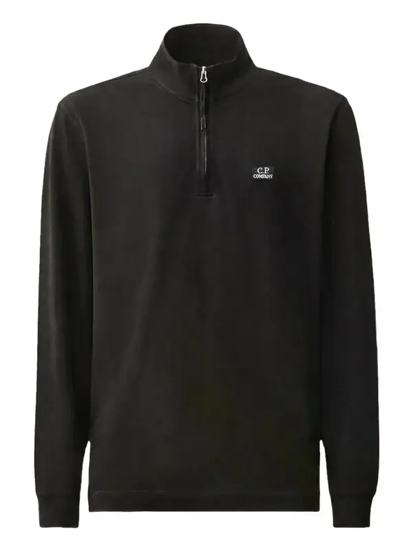 C.P. COMPANY Stretch Piquet Long-sleeve Half-zip Polo - Black