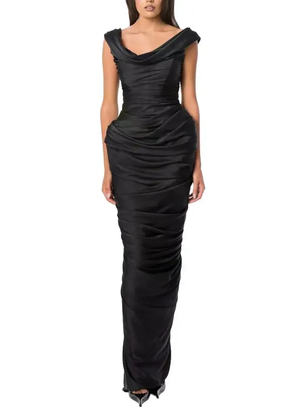 NORINA ST Off-shoulder Ruched Maxi Dress - Black