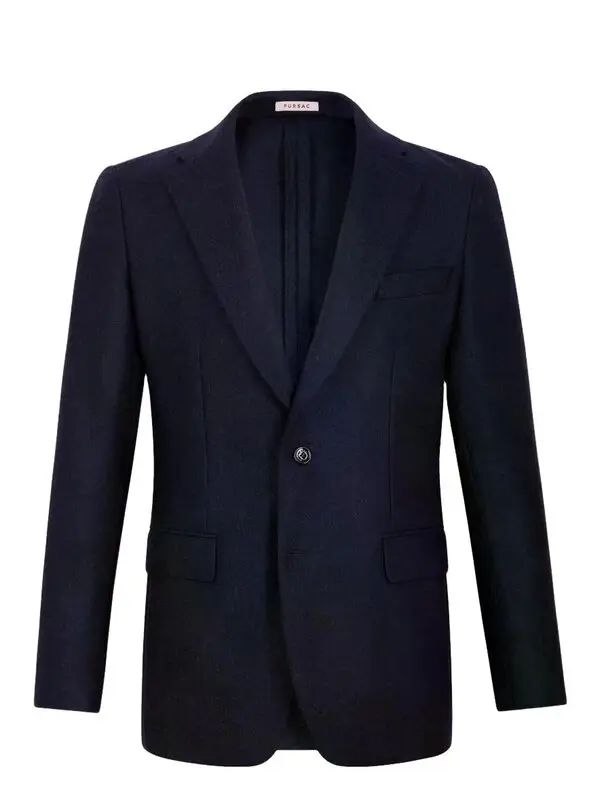 FURSAC Herringbone-pattern Wool Blazer - Blue
