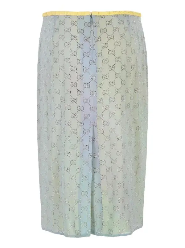 Gucci Silk Stretch Chiffon Skirt With Crystals - Blue