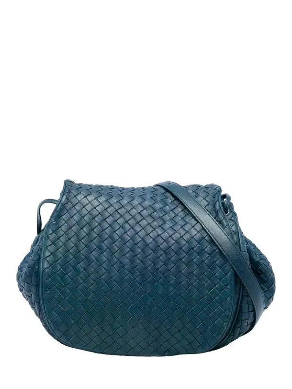 Bottega Veneta Nappa Intrecciato Flap Cross Body Bag - Blue