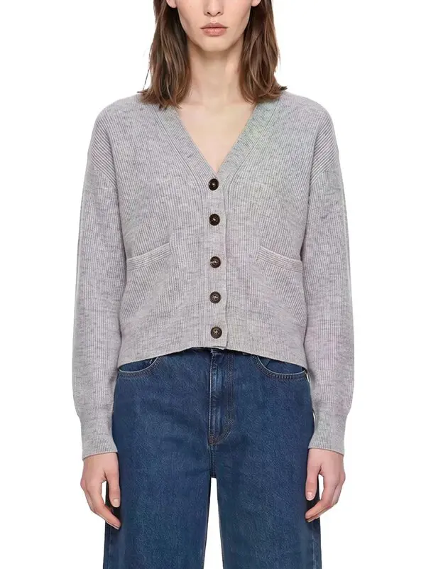 Brunello Cucinelli Ribbed-knit V-neck Cardigan - Grey