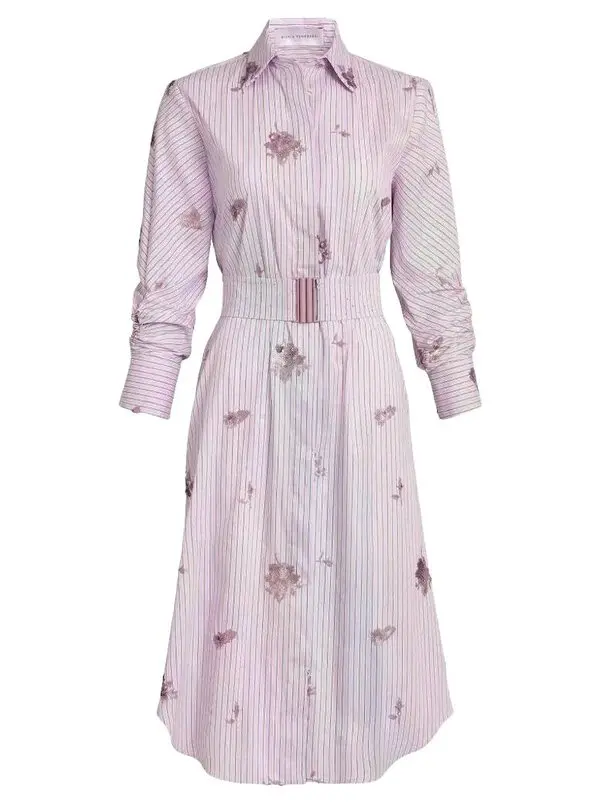 Silvia Tcherassi Kendi Sequin-embellished Striped Midi Dress - White