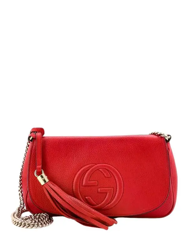 Gucci Soho Chain Leather Medium Cross Body Bag - Red