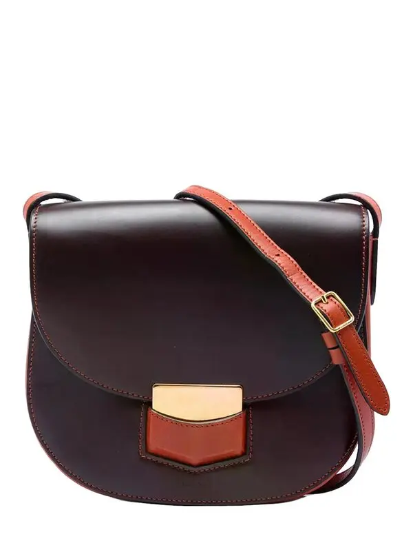 Celine Small Bicolor Glazed Calfskin Trotteur Cross Body Bag - Brown