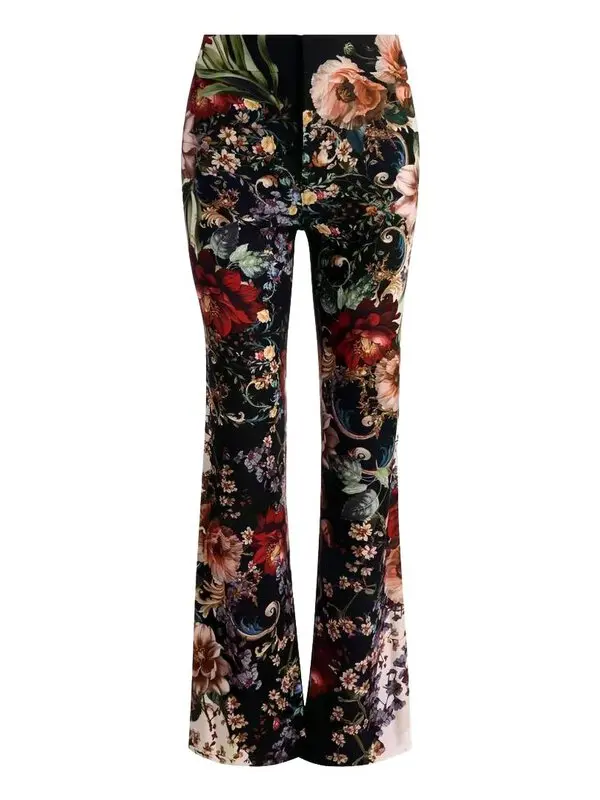 Alice + Olivia Andrew Floral-print Bootcut Trousers - Black