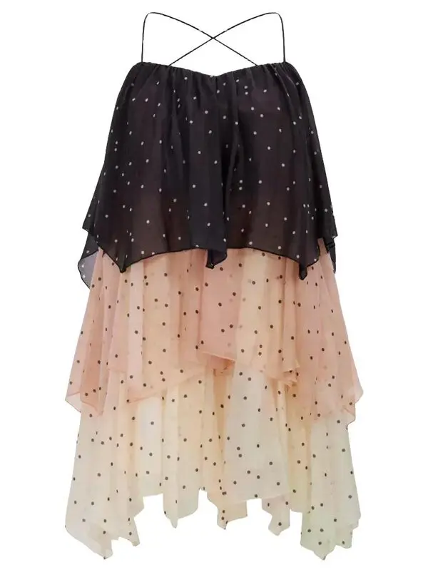 Aje Songstress Tiered Polka-dot Mini Dress - Black
