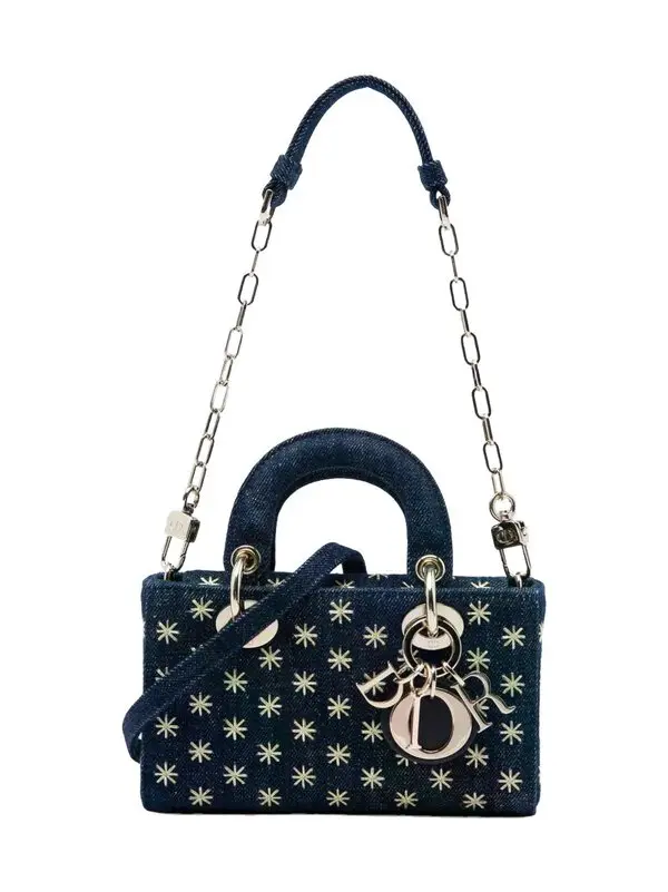 Dior Micro Denim Embroidered Star Lady D-joy Satchel - Blue