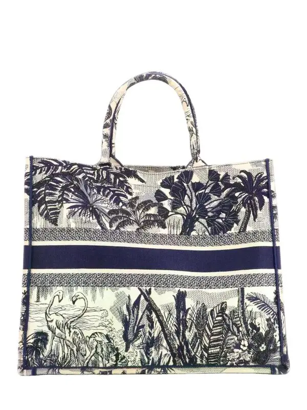 Dior Embroidered Canvas Large Tote Bag - Blue