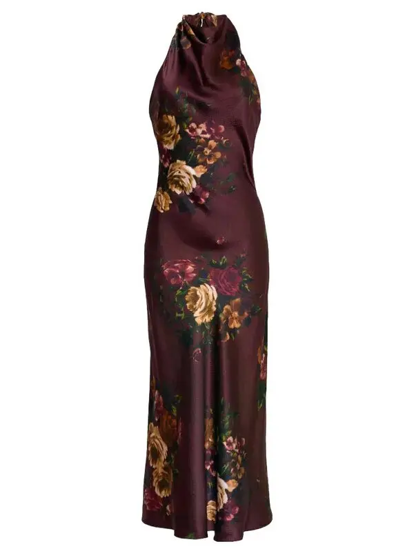 Cara Cara Fara Floral-print Silk Maxi Dress - Red