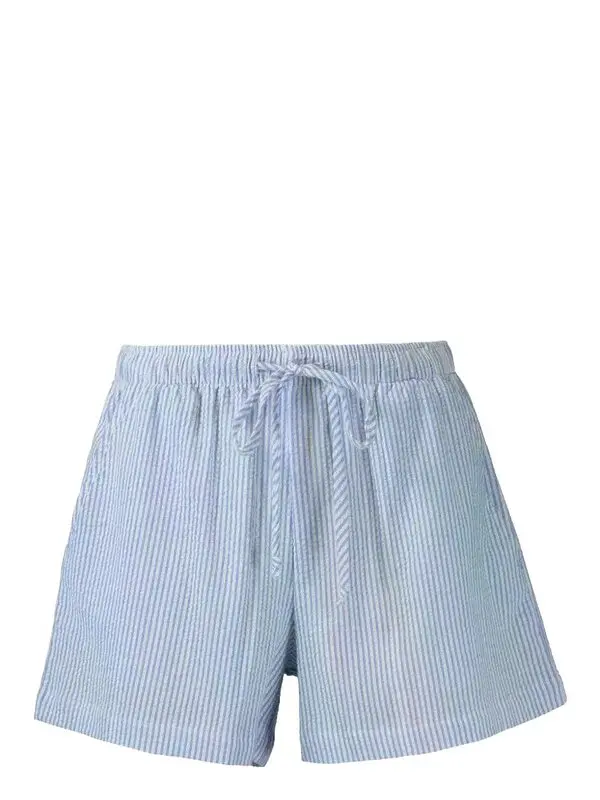 THE LADY AND THE SAILOR Striped Flutter Mini Shorts - Blue