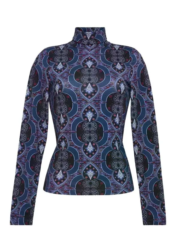 Cara Cara Piper Graphic-print Turtleneck Top - Blue