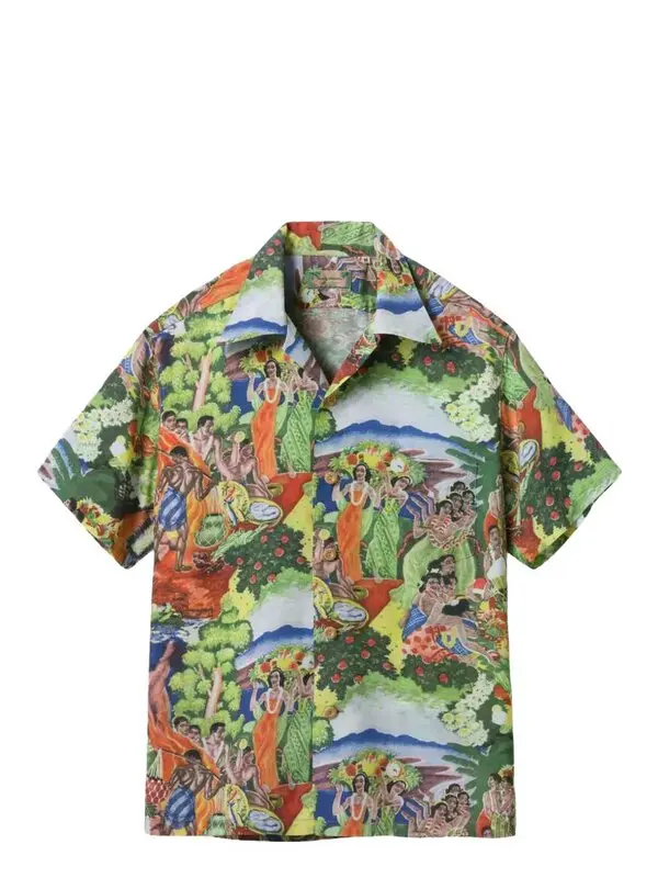 SUN SURF X Eugene Savage Original Matson Menu Design Short-sleeve Shirt - Green