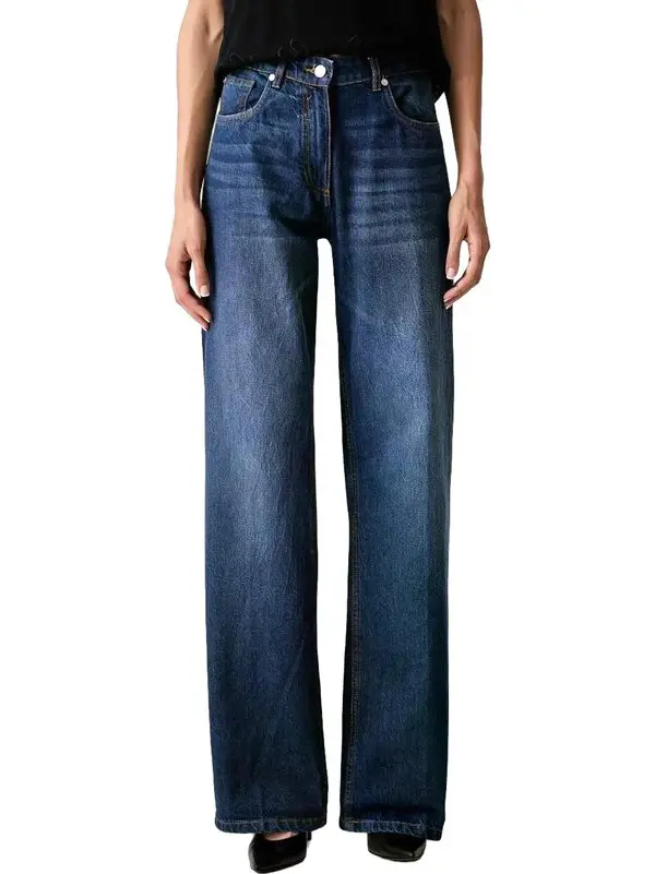 SILVIAN HEACH Faded Wide-leg Jeans - Blue
