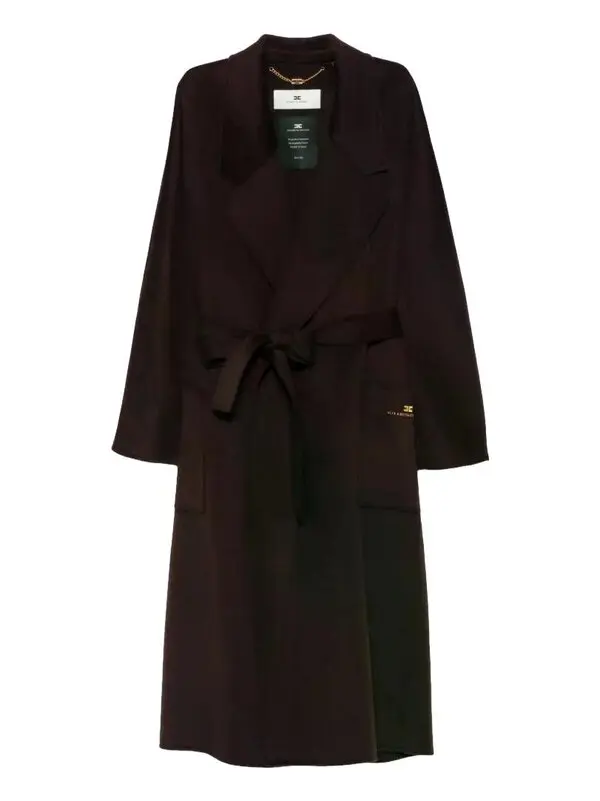 Elisabetta Franchi Belted Logo-plaque Coat - Brown