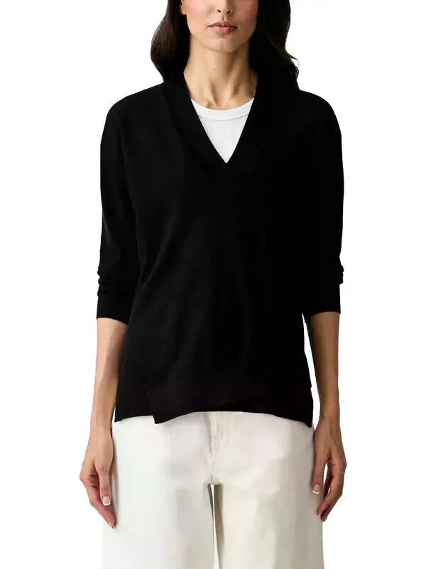 SILVIAN HEACH Valleisi Asymmetric V-neck Sweater - Black