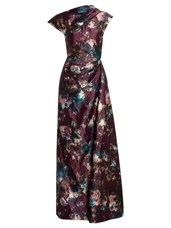 Erdem Floral Print Draped Gown - Red