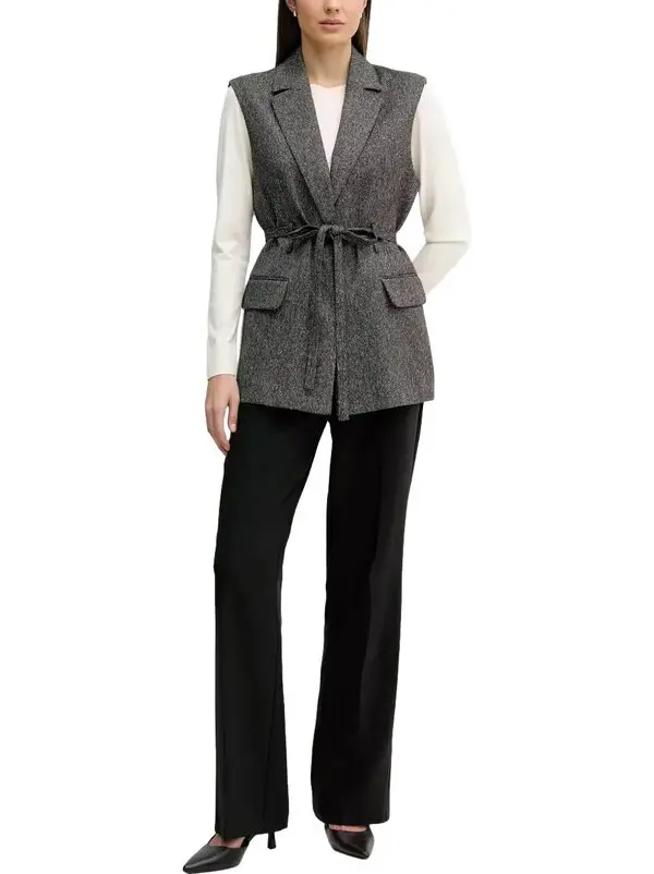 Sisley Herringbone Belted Vest - Grey
