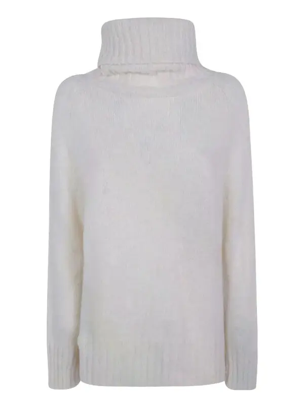 BASE Roll-neck Raglan-sleeve Sweater - White