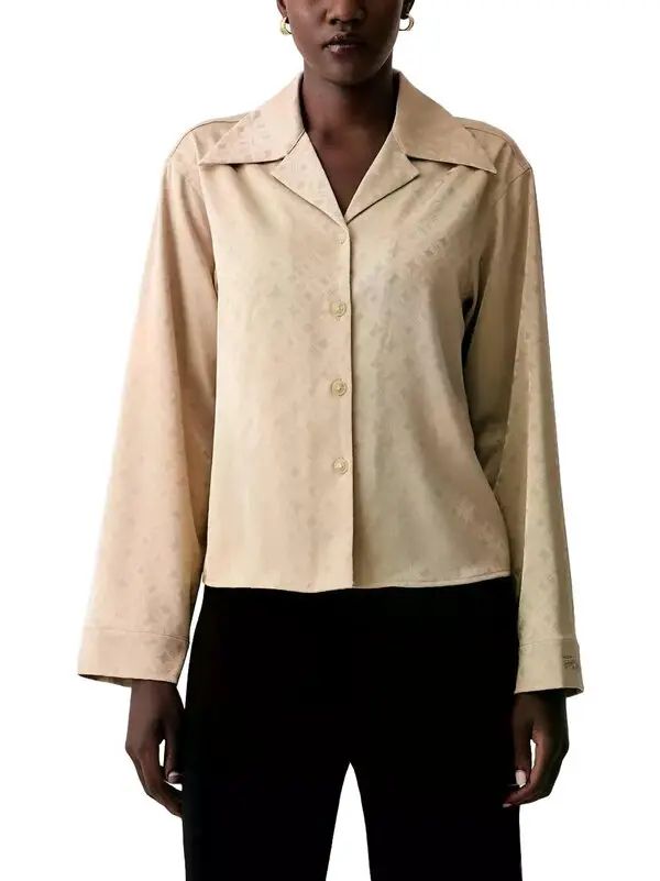 Scotch & Soda Jacquard Logo Long-sleeve Shirt - Neutrals