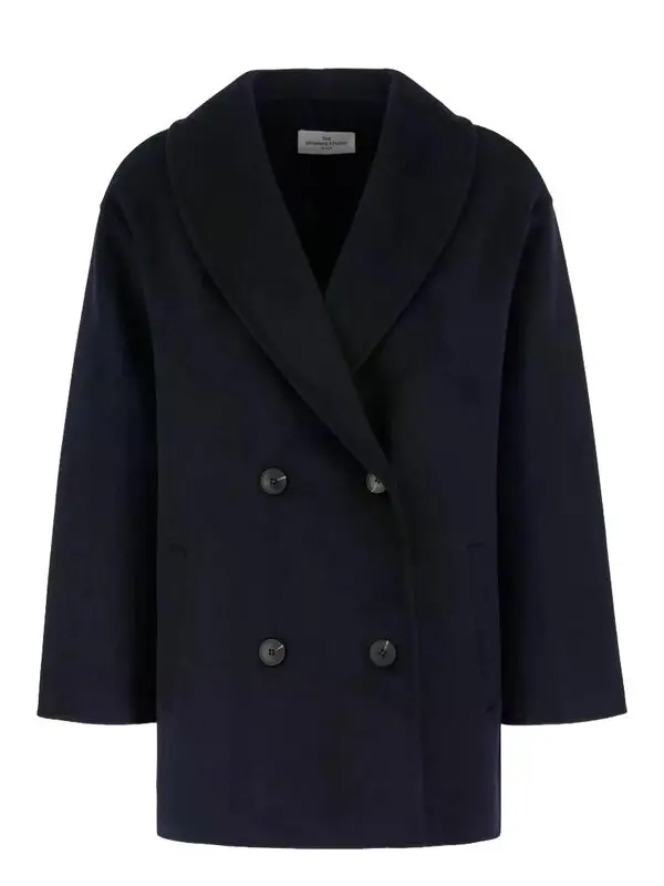 THE DYNAMIS STUDIO Double-breasted Wool Coat - Blue