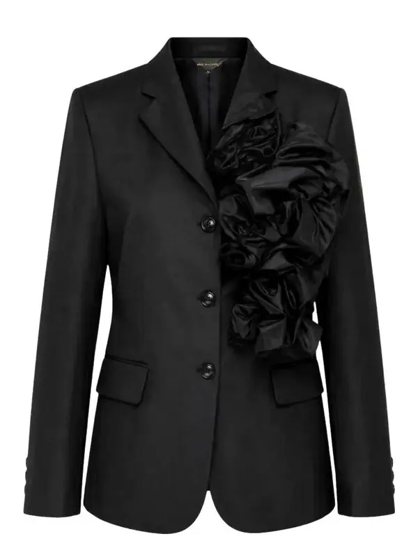 Comme Des Garçons Ruffled Appliqué Blazer - Black